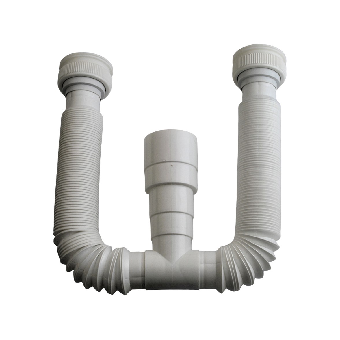 SIFÃO - 1680 - Sifao Duplo Universal Sanfonado Extensivel Branco - Kimetais